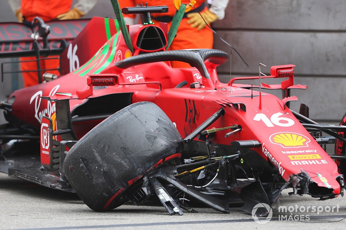 Ferrari cree que la avería de Leclerc no fue por su accidente