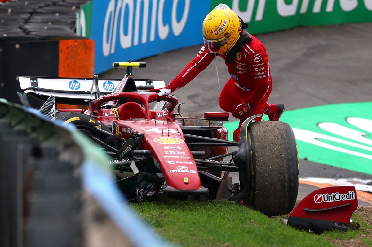 Lewis Hamilton crashes out of Dutch Grand Prix hampering Charles Leclerc