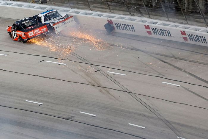 Corey Heim wins chaotic Texas NASCAR Truck race in double overtime