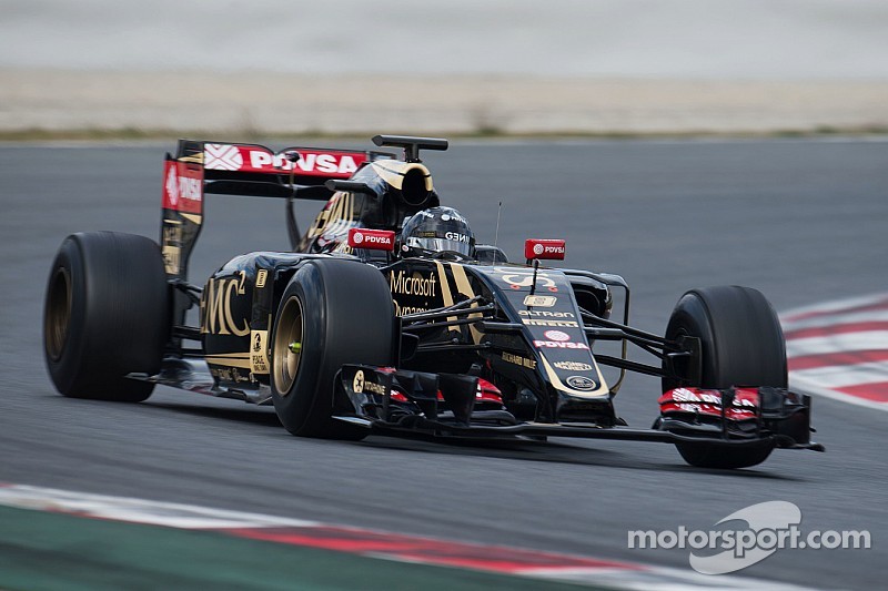 Grosjean resumed test duties in the Lotus E23 Hybrid at Barcelona