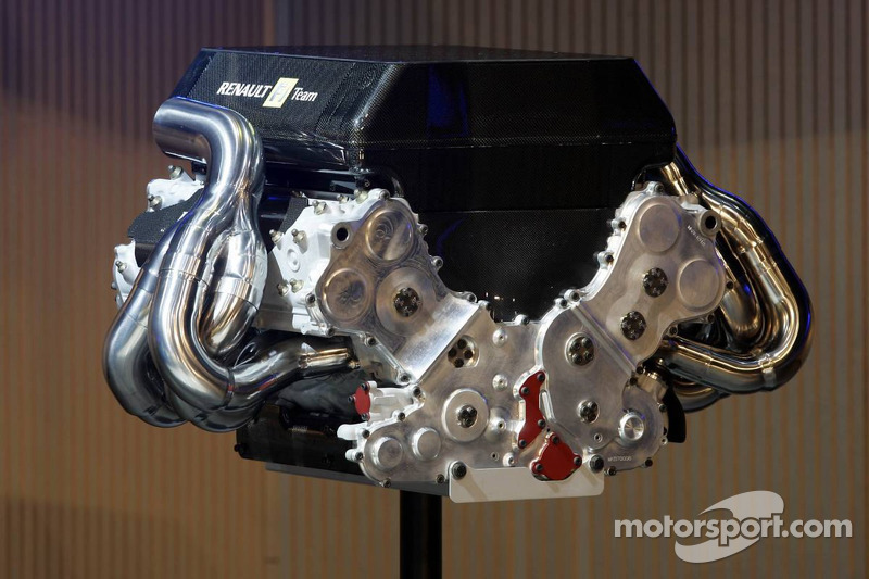 The Renault RS26 V8 engine at Renault R26 launch